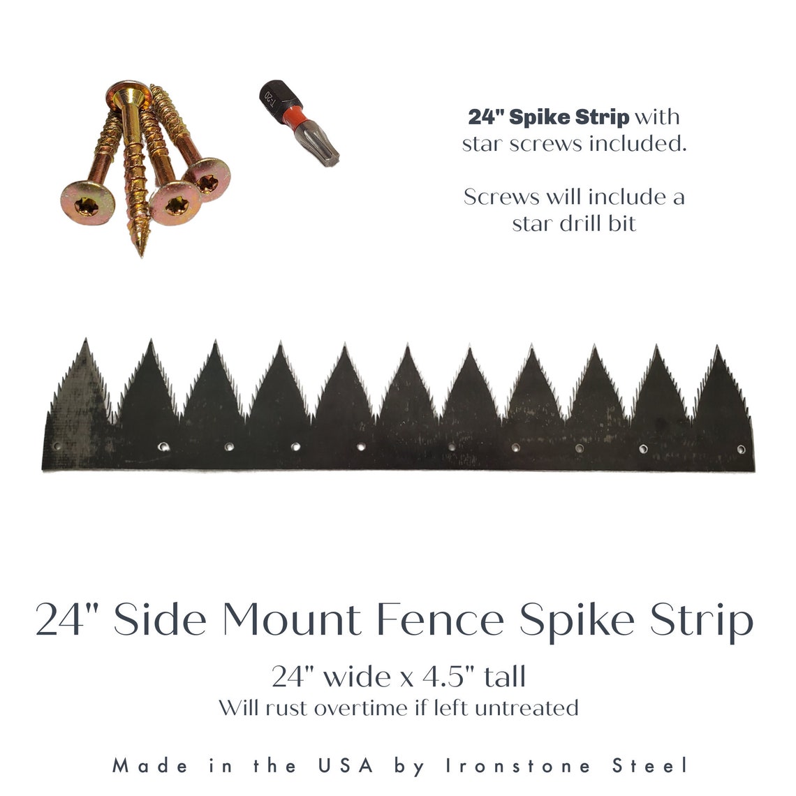 24" Long Side Mount Metal Security Fence Wall Spikes | Anti-climb Fence ...