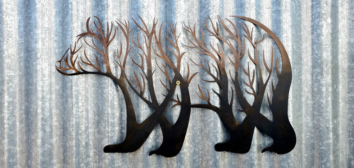 Metal Bear Wall Art Rustic Bear Decor Rustic Sign Bear - Etsy