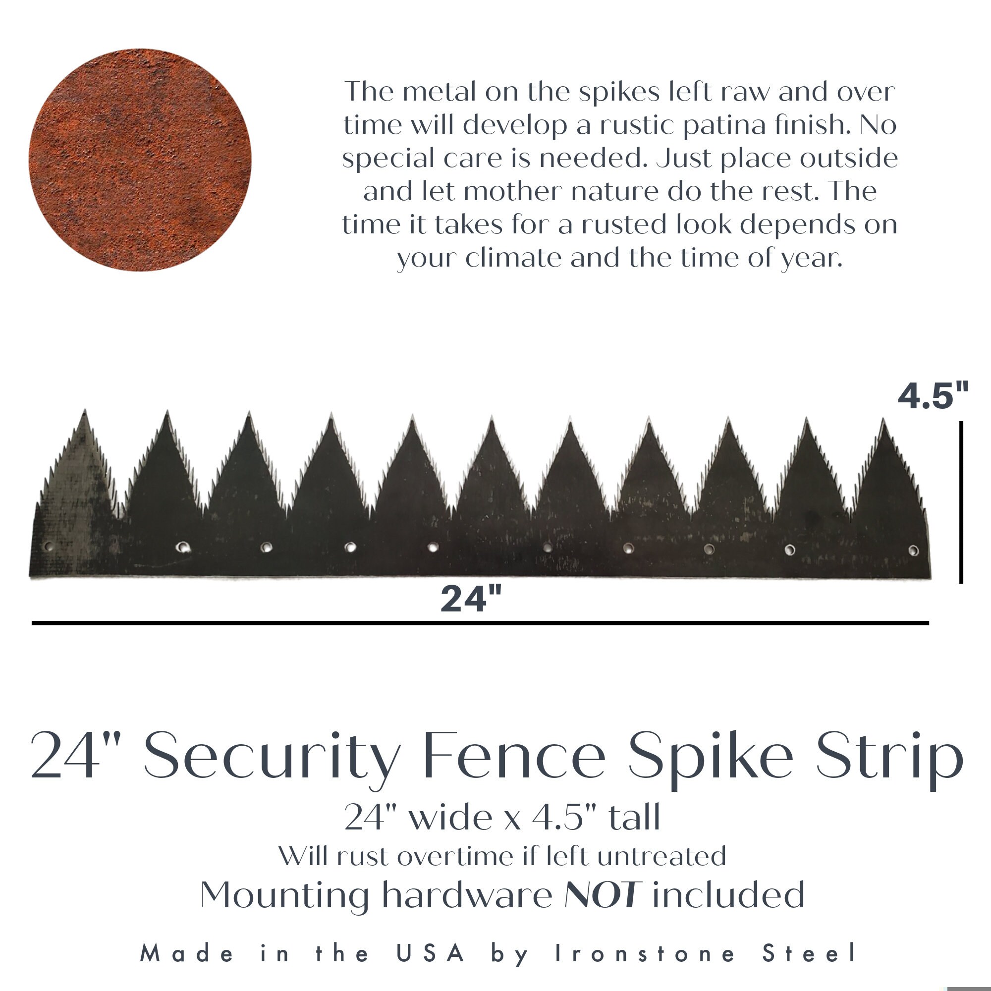 24" Long Side Mount Metal Security Fence Wall Spikes | Anti-climb Fence ...