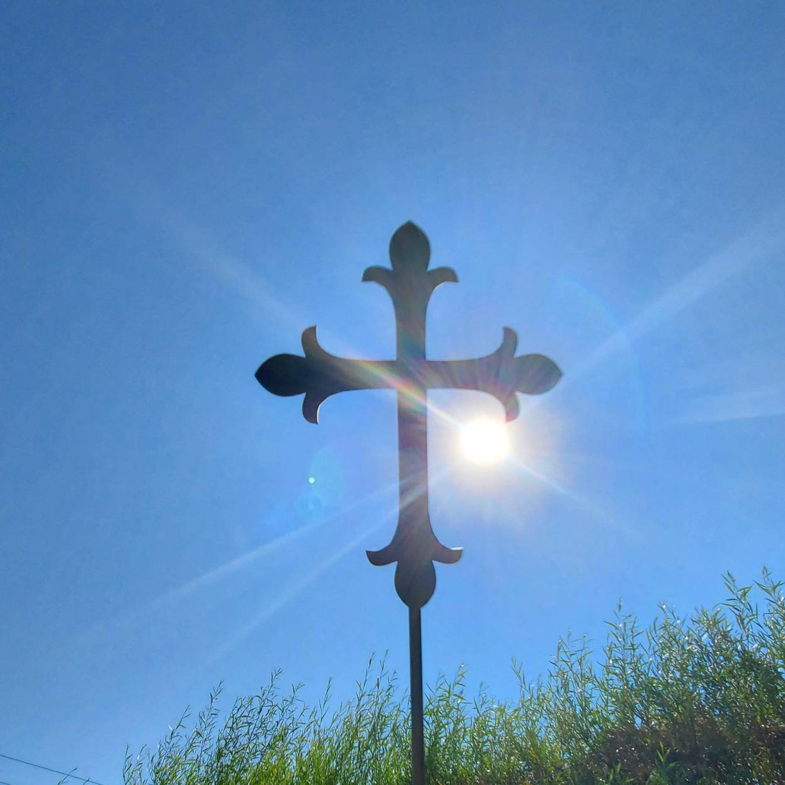 Metal Cross Garden Yard Stake, Memorial Cross Grave Marker Garden Sign ...