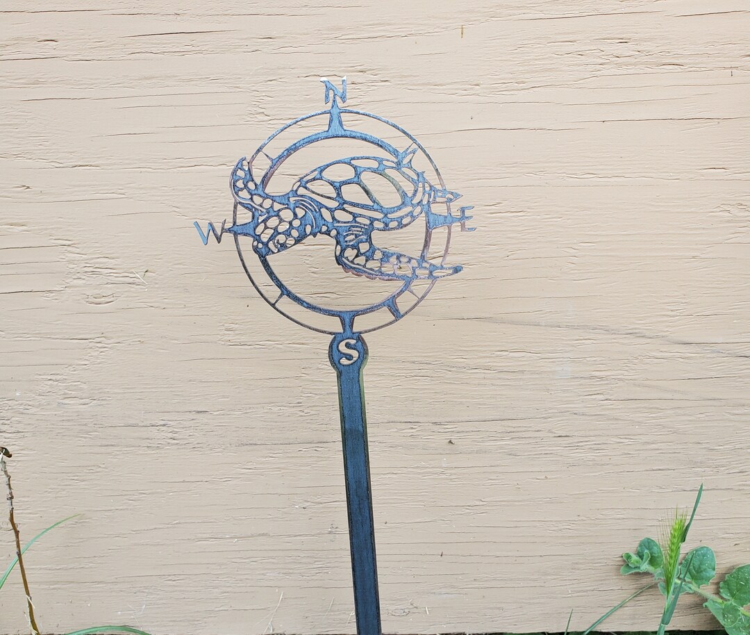 Sea Turtle Planter Pick Yard Art | Rusty Garden Stake Plant Pick ...