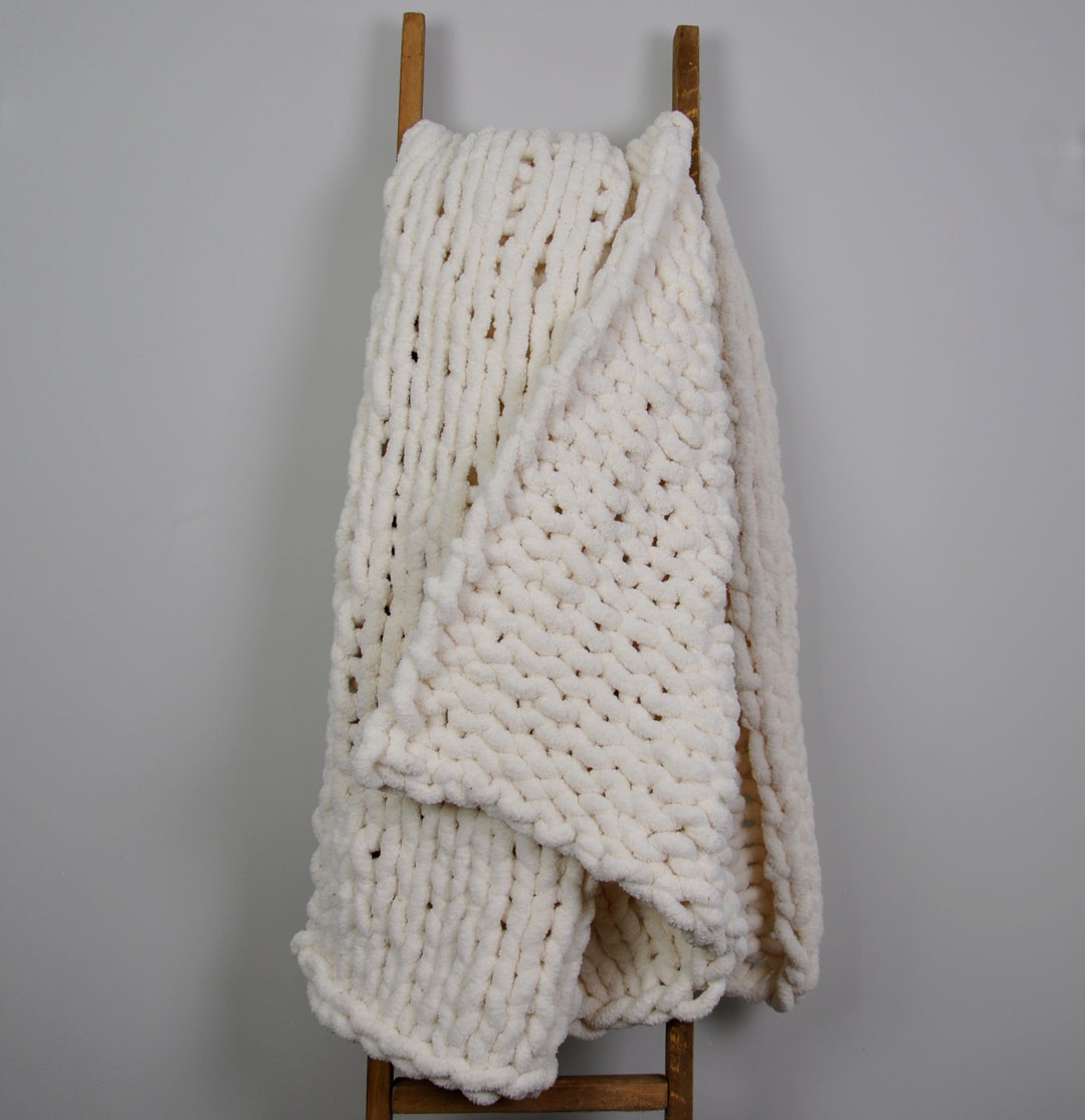 LARGE Chunky Hand Knit Throw - Etsy