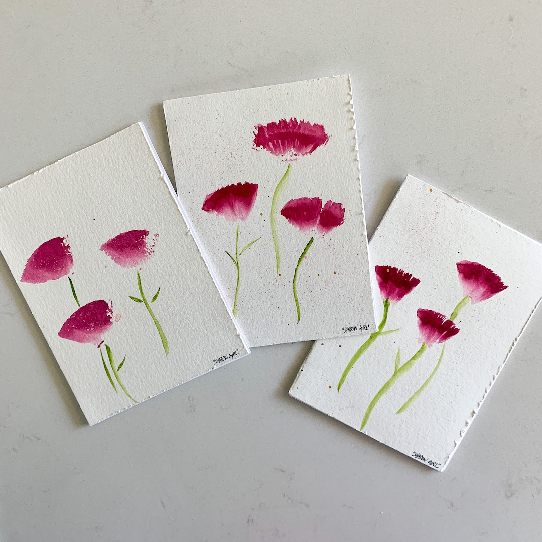 Hand Painted Water-colour Floral Cards - Etsy