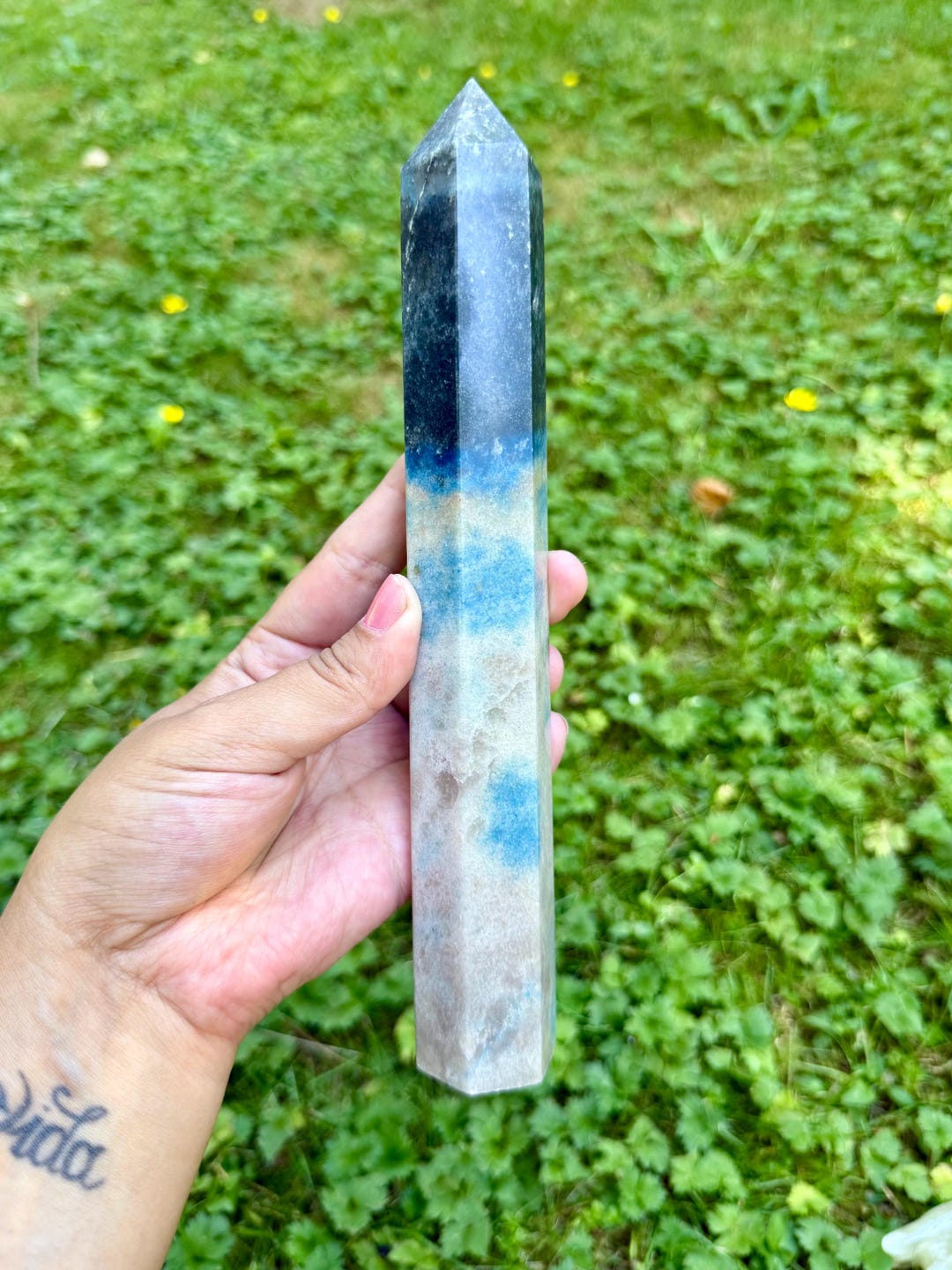 Trolleite Gemstone Tower – Vibrant Blue Stone Point for Intuition and ...