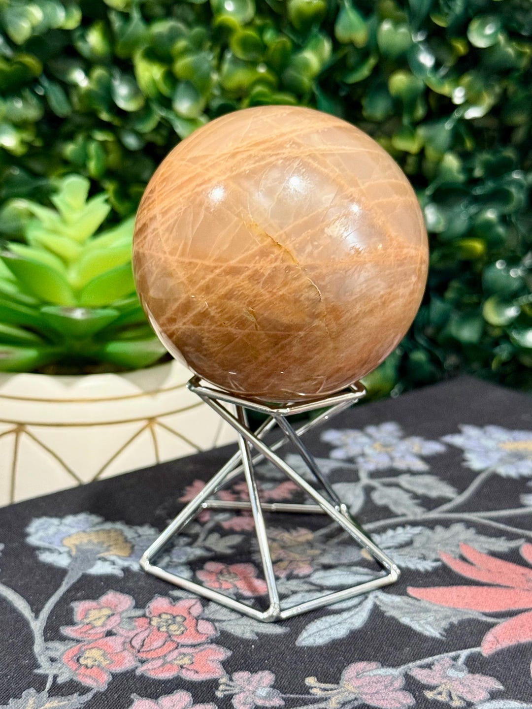 Flashy Orange Crystal Ball: Moonstone Crystal Sphere With Glowing ...