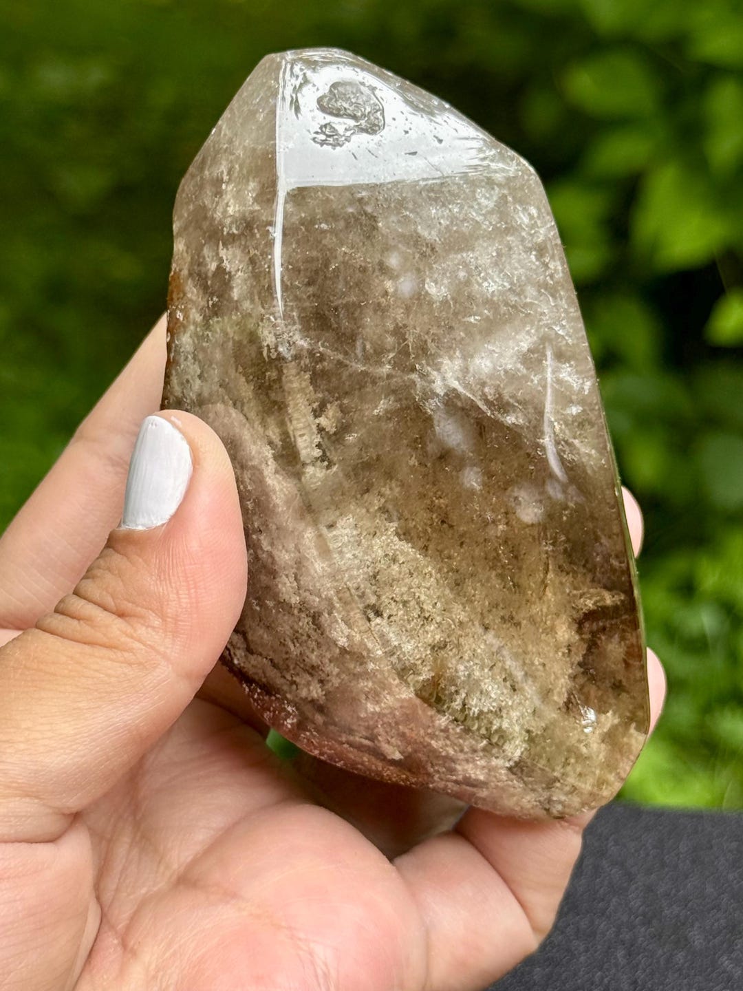 Smoky Garden Quartz Freeform,high Clarity Lodolite Crystal,scenic ...