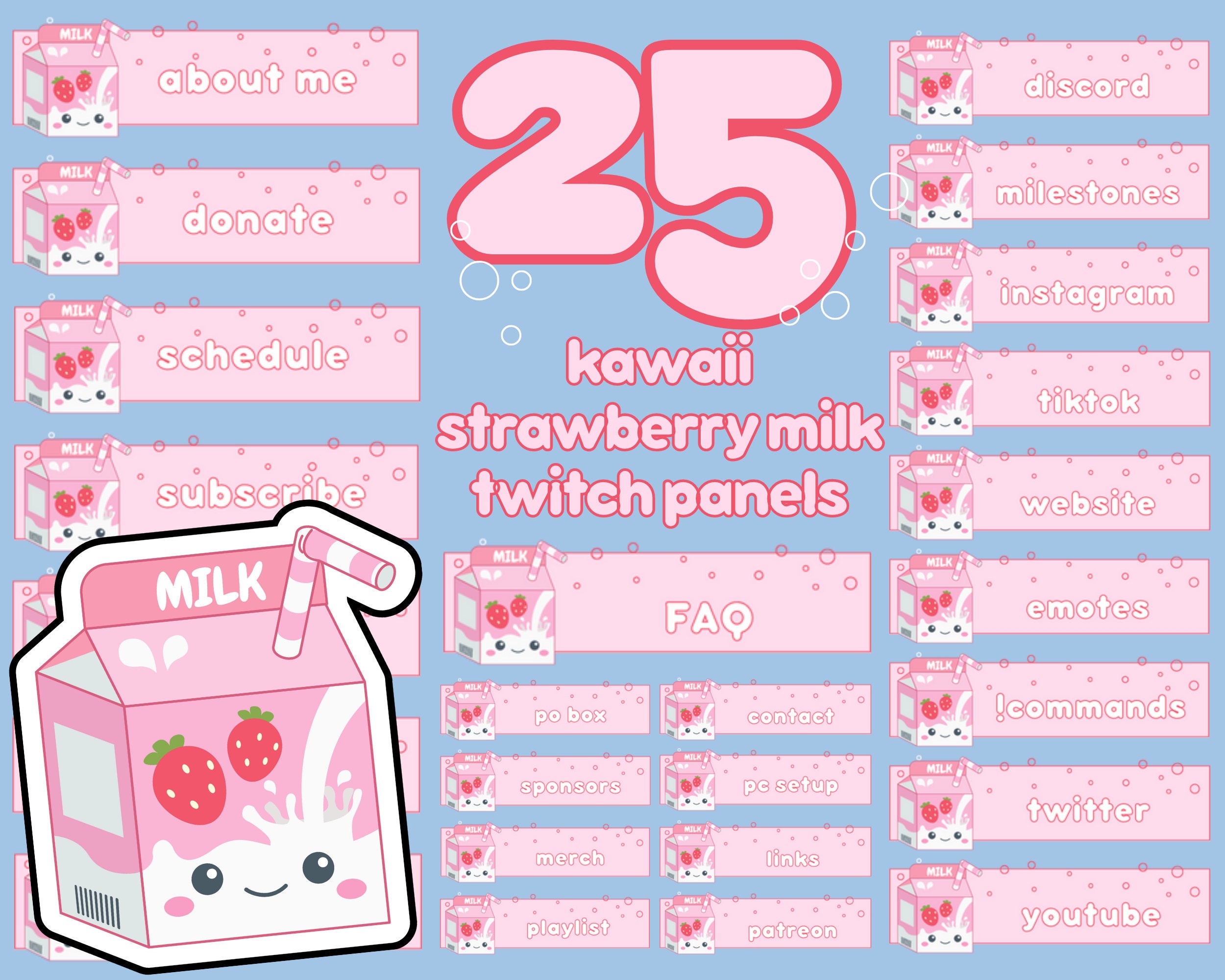 Cute Twitch Panels, Cozy Twitch Panels, Kawaii Twitch Panels Emotes ...