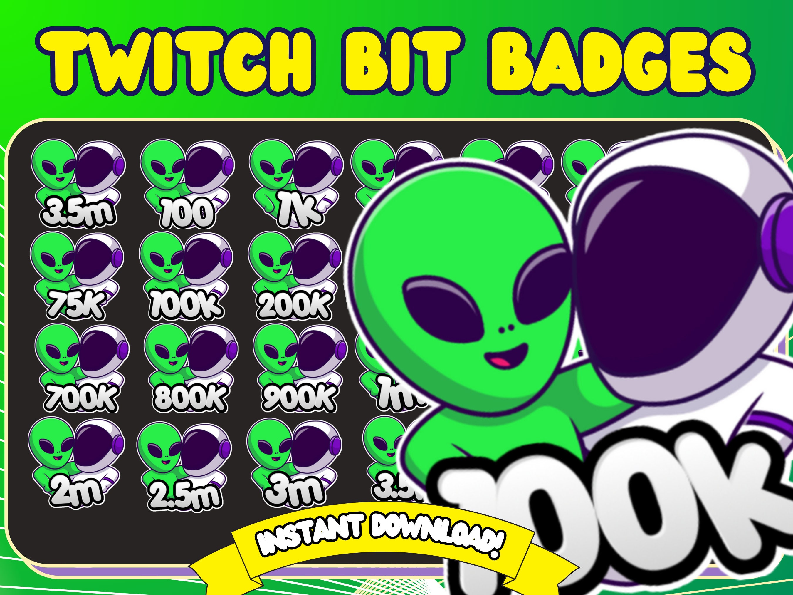 Alien Twitch Bit Badges | Astronaut Twitch Bit Badges | Alien Bit ...