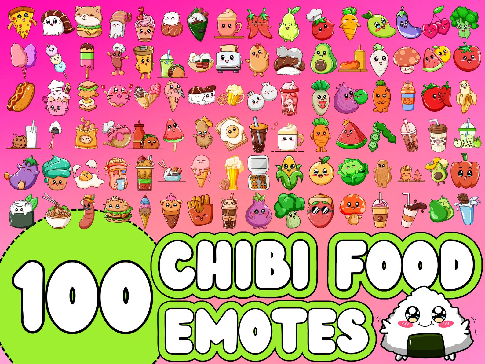 FOOD TWITCH EMOTES!!! Chibi Style Food Emotes, Anime Style Emote, Bulk ...