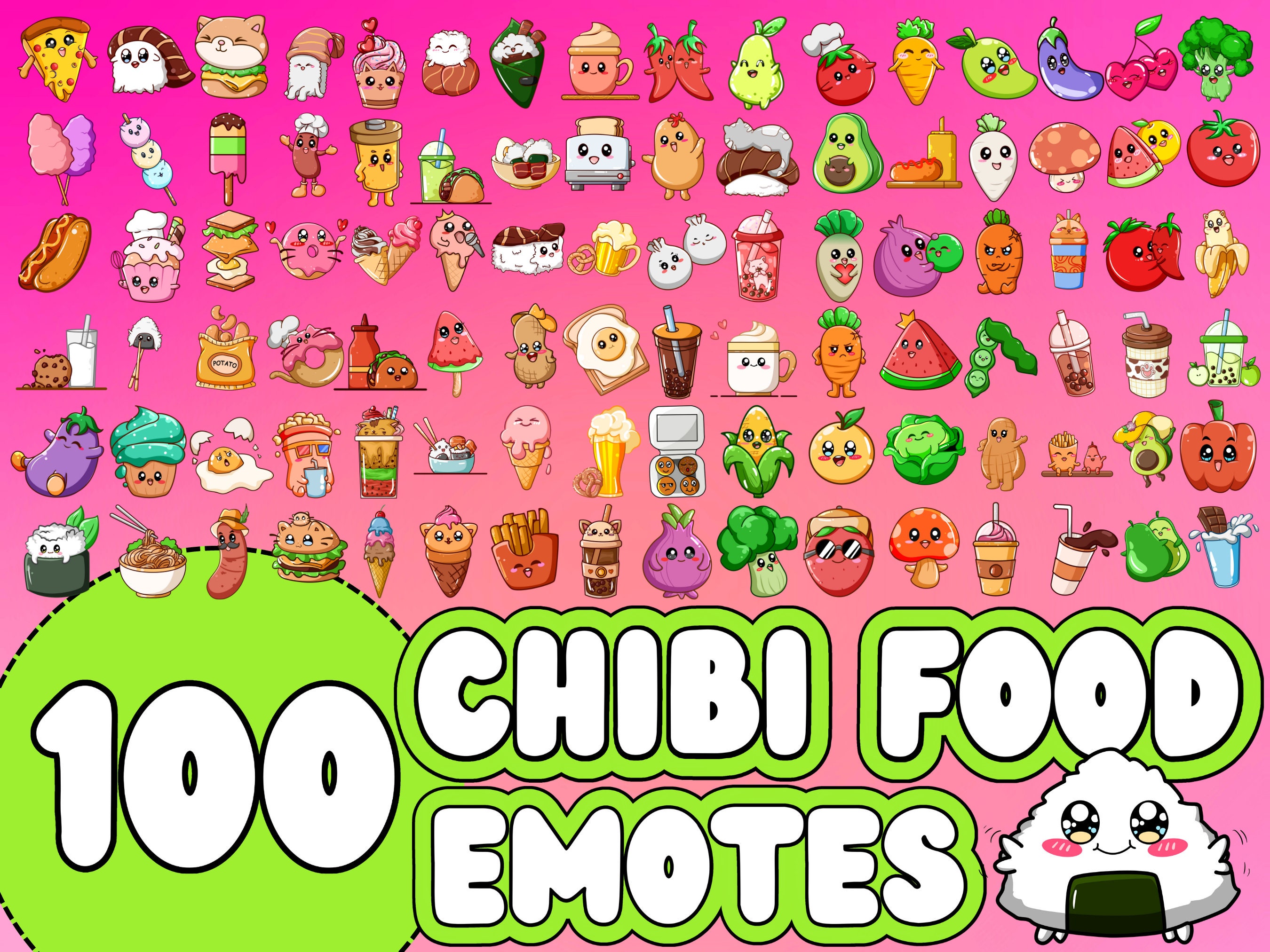 FOOD TWITCH EMOTES!!! Chibi Style Food Emotes, Anime Style Emote, Bulk ...