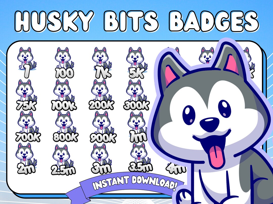 Husky Twitch Bit Badges, Husky Bits Badges Cute Husky Twitch, Huskey ...
