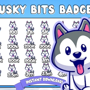 Husky Twitch Bit Badges, Husky Bits Badges Cute Husky Twitch, Huskey ...