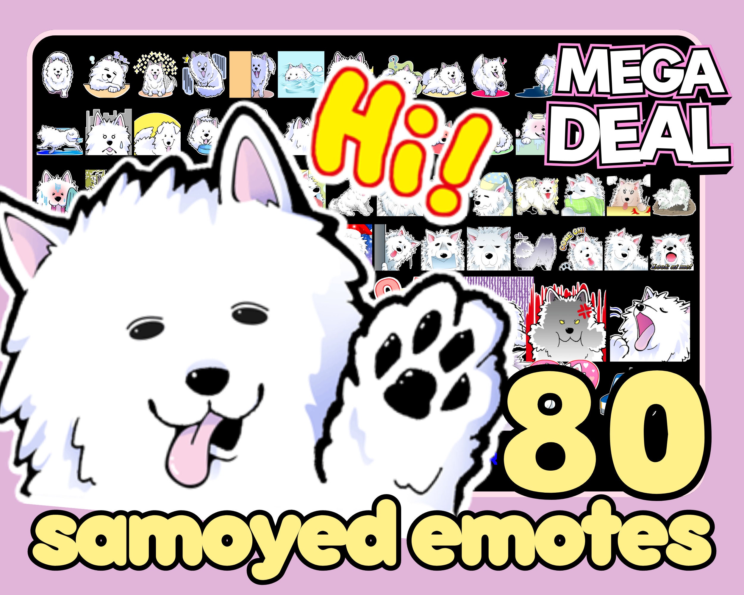 Samoyed Twitch Emote, Fluffy White Dog Emotes, Cute Samoyed Emote ...