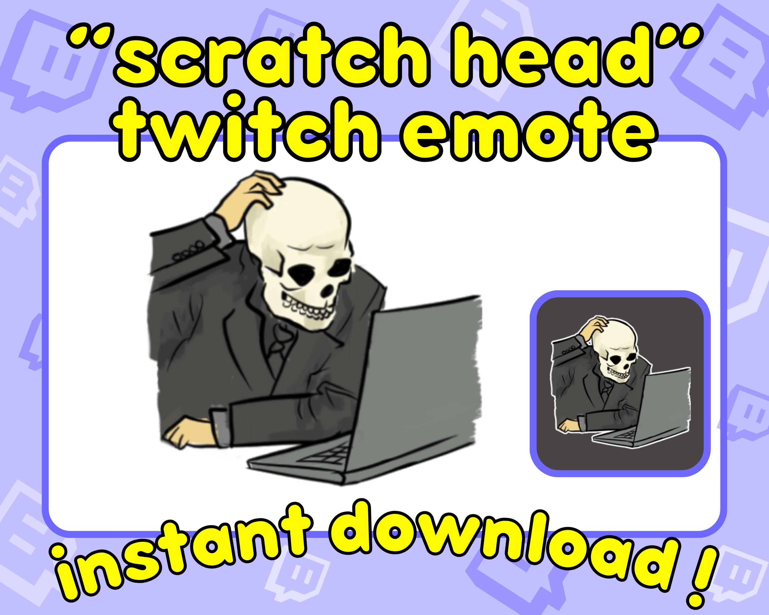 Funny Emote, Scratches Head Emote Twitch Funny Face Palm Emote Skull ...