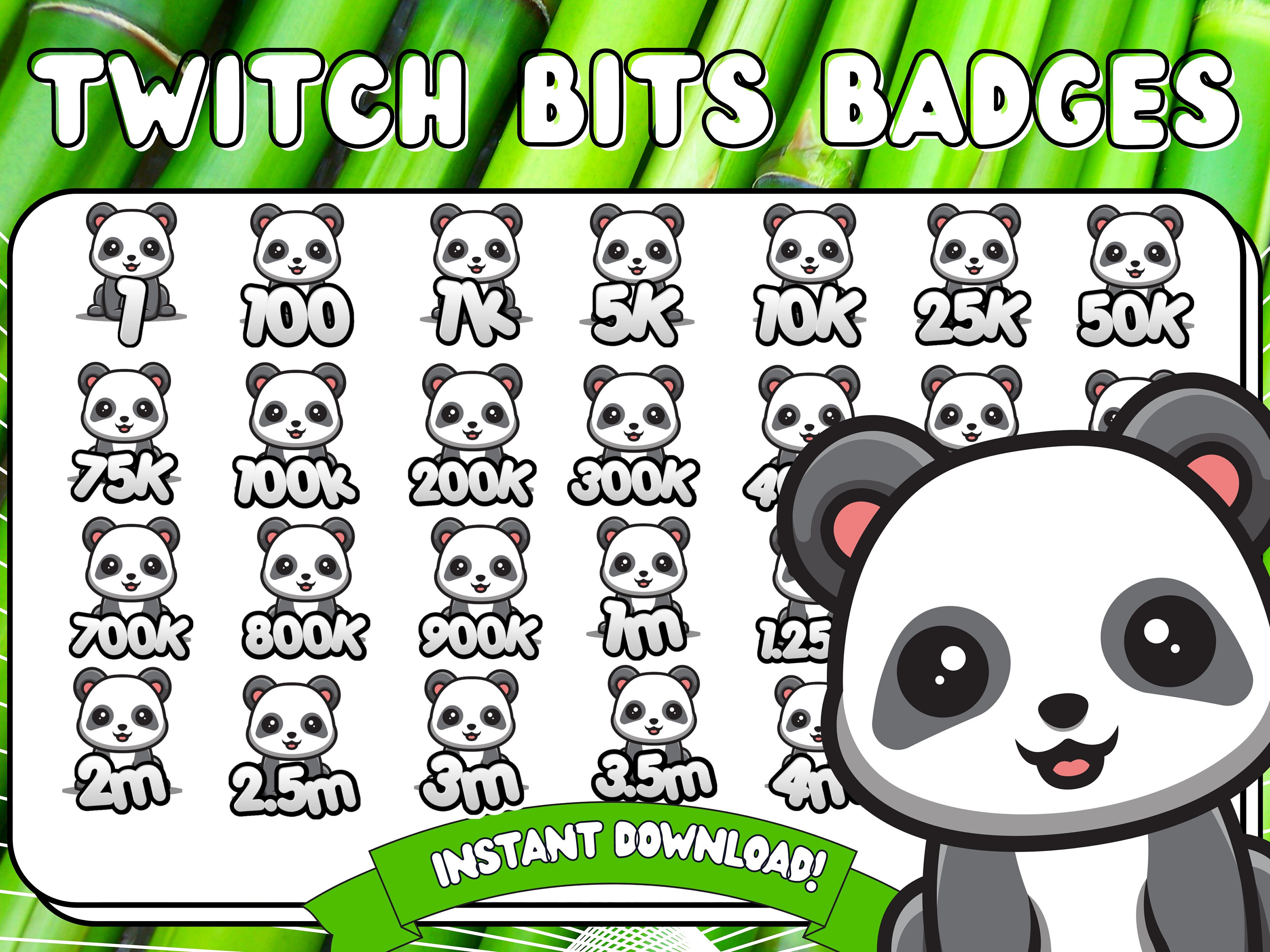 Twitch Bit Badges Set Panda Bits Badges Panda Bit Badges Panda Bits ...