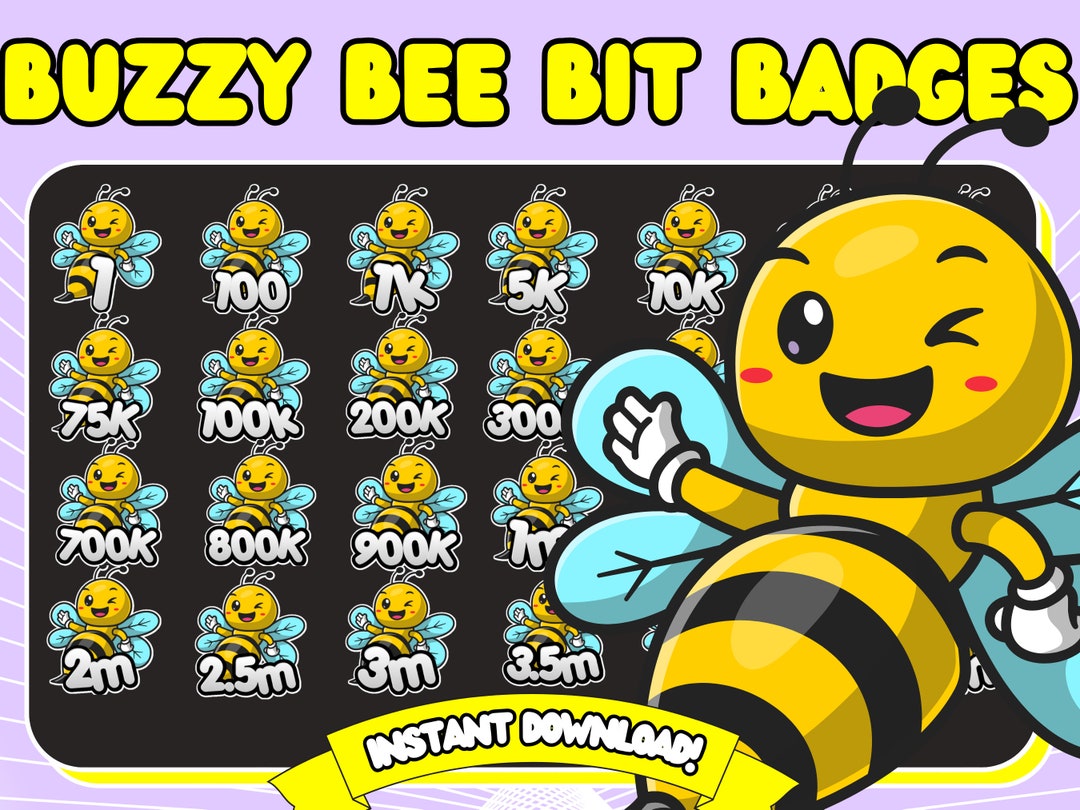 Bee Bit Badges, Twitch Bits Badges Full Set, Cute Bee Bits Badges, Twitch Honey Bee Bit Badges ...