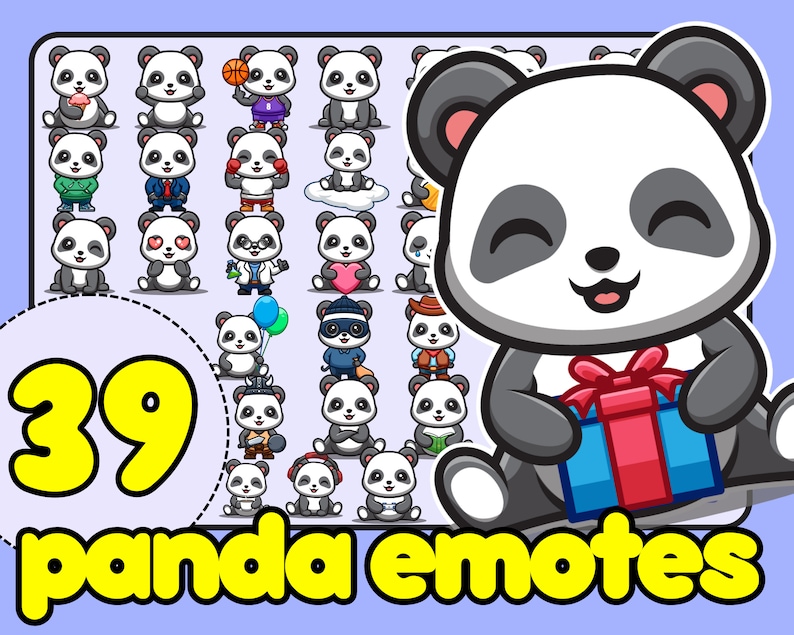 Panda Emotes! Cute Panda Twitch Emotes, Panda Emotes, Panda Bamboo ...