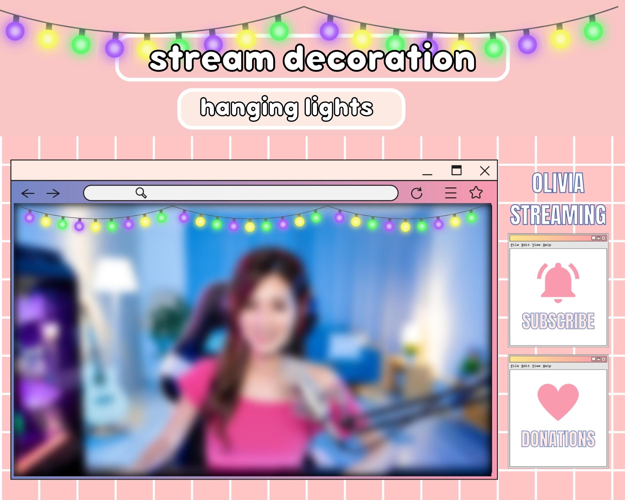 String Lights Stream Overlay, Neon Twitch Overlay, Cozy String Lights ...
