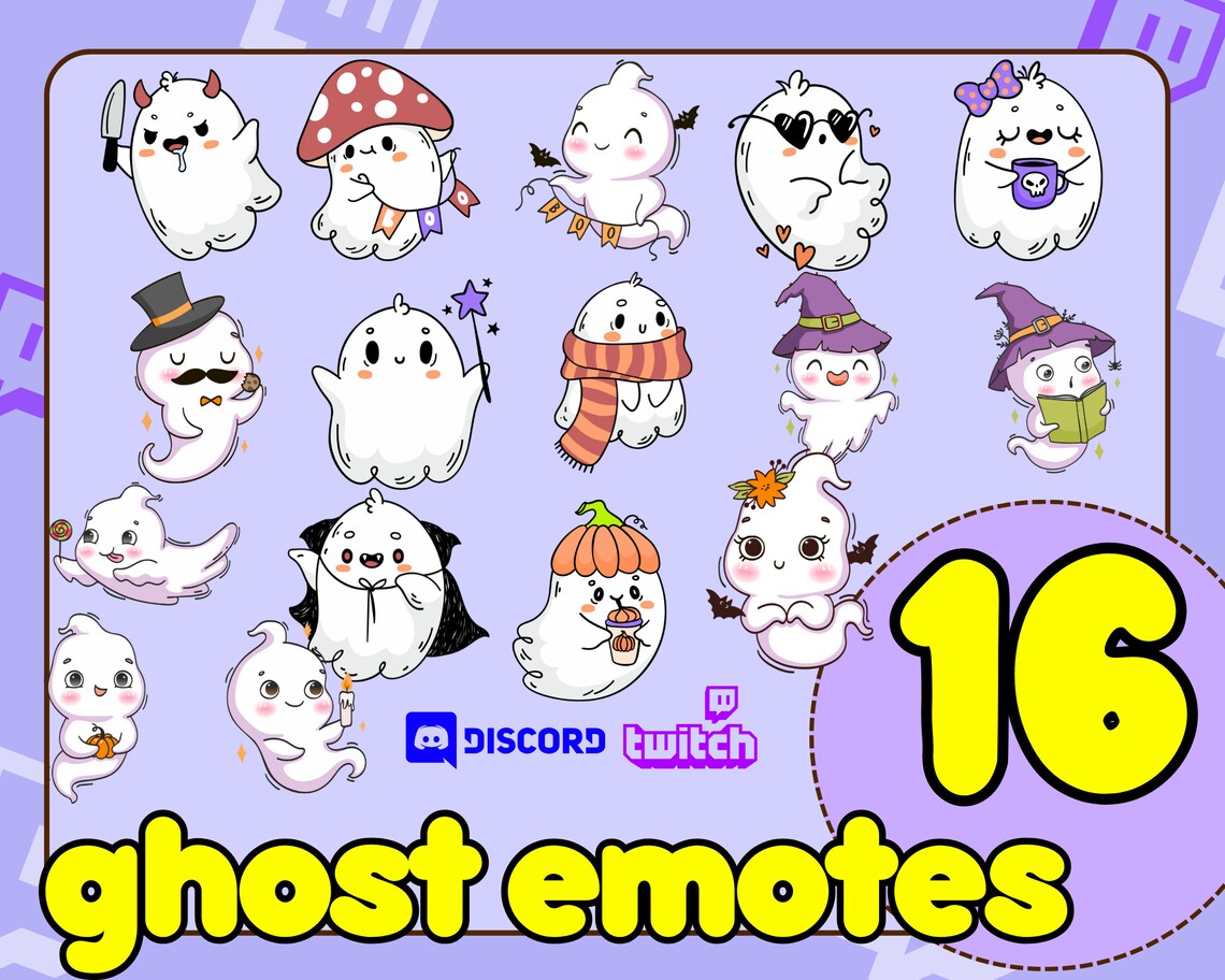 Cute Ghost Emotes, Ghost Halloween Emotes Bundle, Ghost Twitch Emotes ...