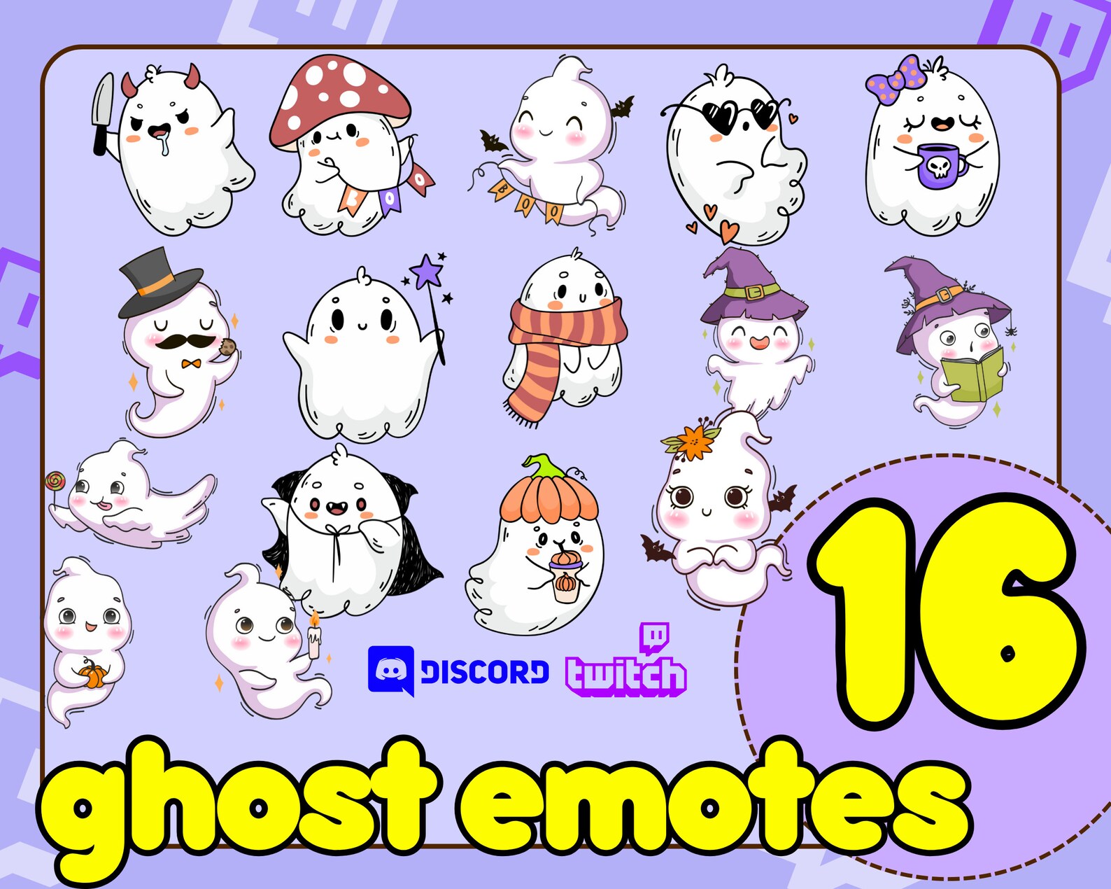 Cute Ghost Emotes, Ghost Halloween Emotes Bundle, Ghost Twitch Emotes ...