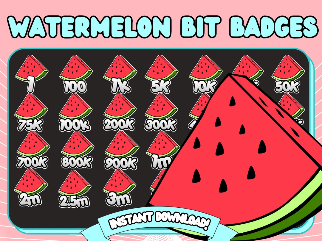 Watermelon Bit Badges, Twitch Bits Badges, Cute Food Bits Badges, Chibi ...
