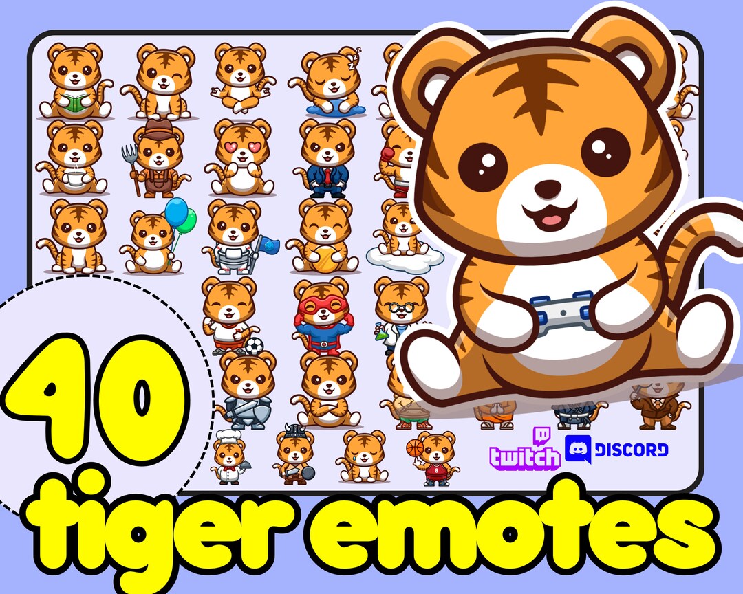 Cute Tiger Emote Bundle, Chibi Style Tiger Emote, Tiger Twitch Emotes ...