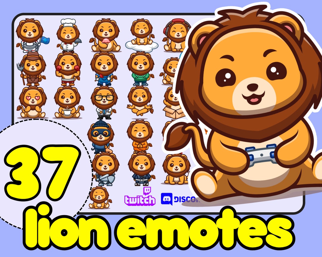 Cute Lion Emote Bundle, Chibi Style Lion Emote, Lion Twitch Emotes ...