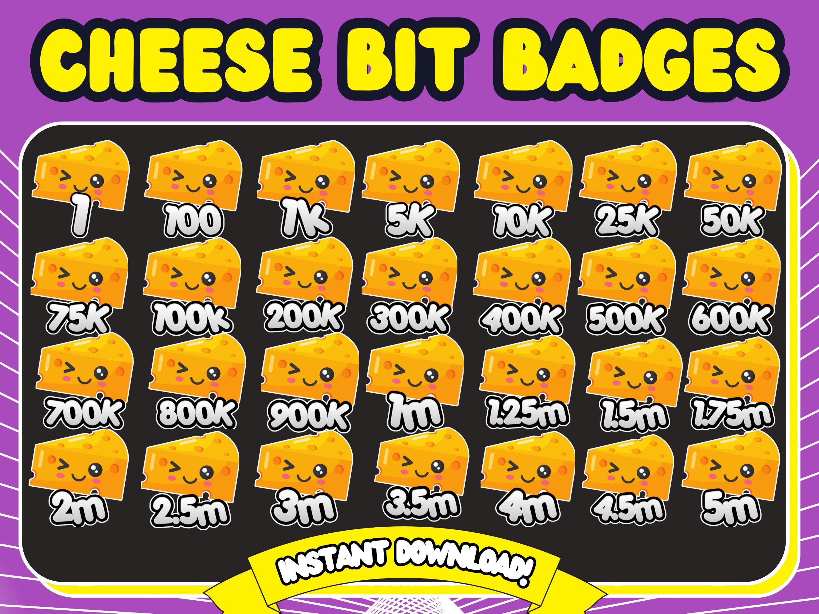 Cheese Bit Badges, Cute Twitch Bits Badge, Cute Food Bits Badges, Chibi Food Twitch Pizza Bit ...