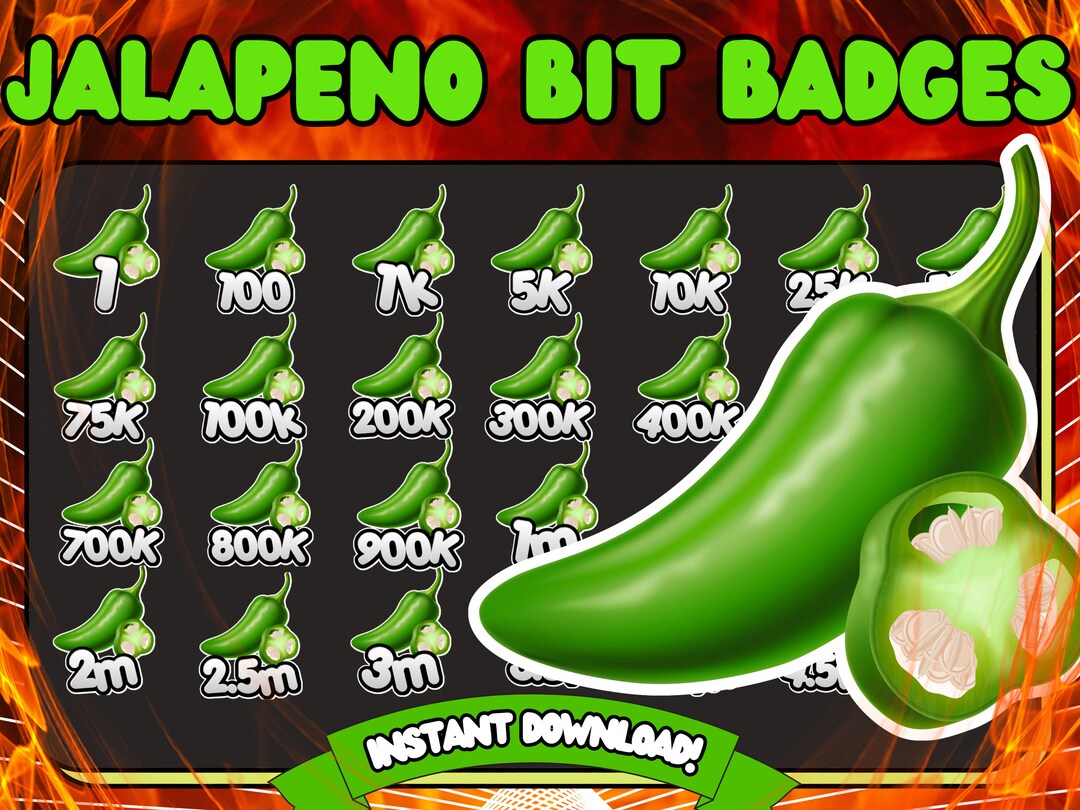 Jalapeno Bit Badges, Twitch Bits Badge Chilli, Chili Badges, Chilli Bit ...
