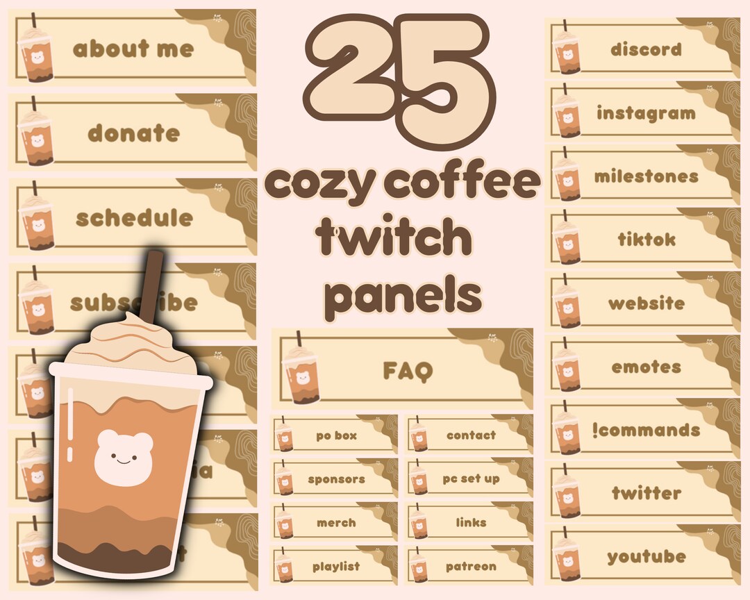 Coffee Twitch Panels, Cute Twitch Panels, Bubble Tea Twitch Stream Pack ...
