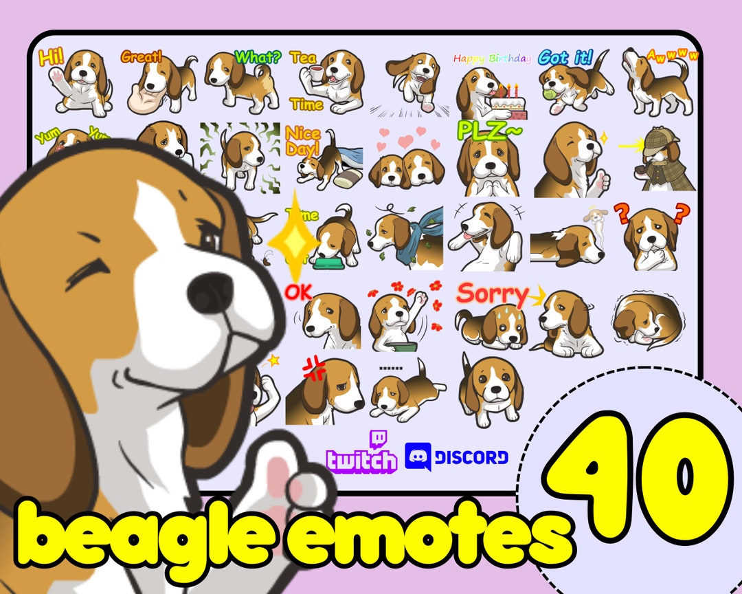 40 Beagle Twitch Emotes Bundle, Beagle Dog Emotes Dog Megapack Emotes ...