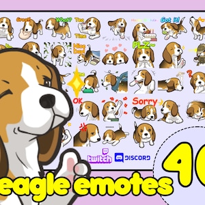 40 Beagle Twitch Emotes Bundle, Beagle Dog Emotes Dog Megapack Emotes ...