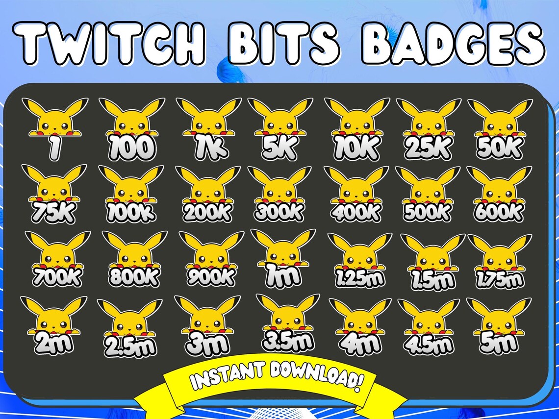 Pokemon Bit Badges, Pokemon Twitch Bit Badges, Pikachu Twitch Bits ...