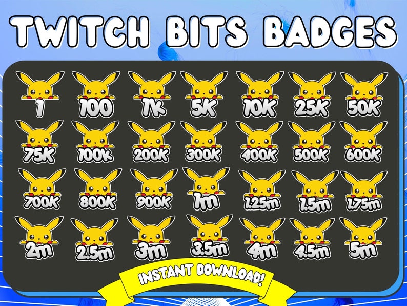 Pokemon Bit Badges, Pokemon Twitch Bit Badges, Pikachu Twitch Bits ...