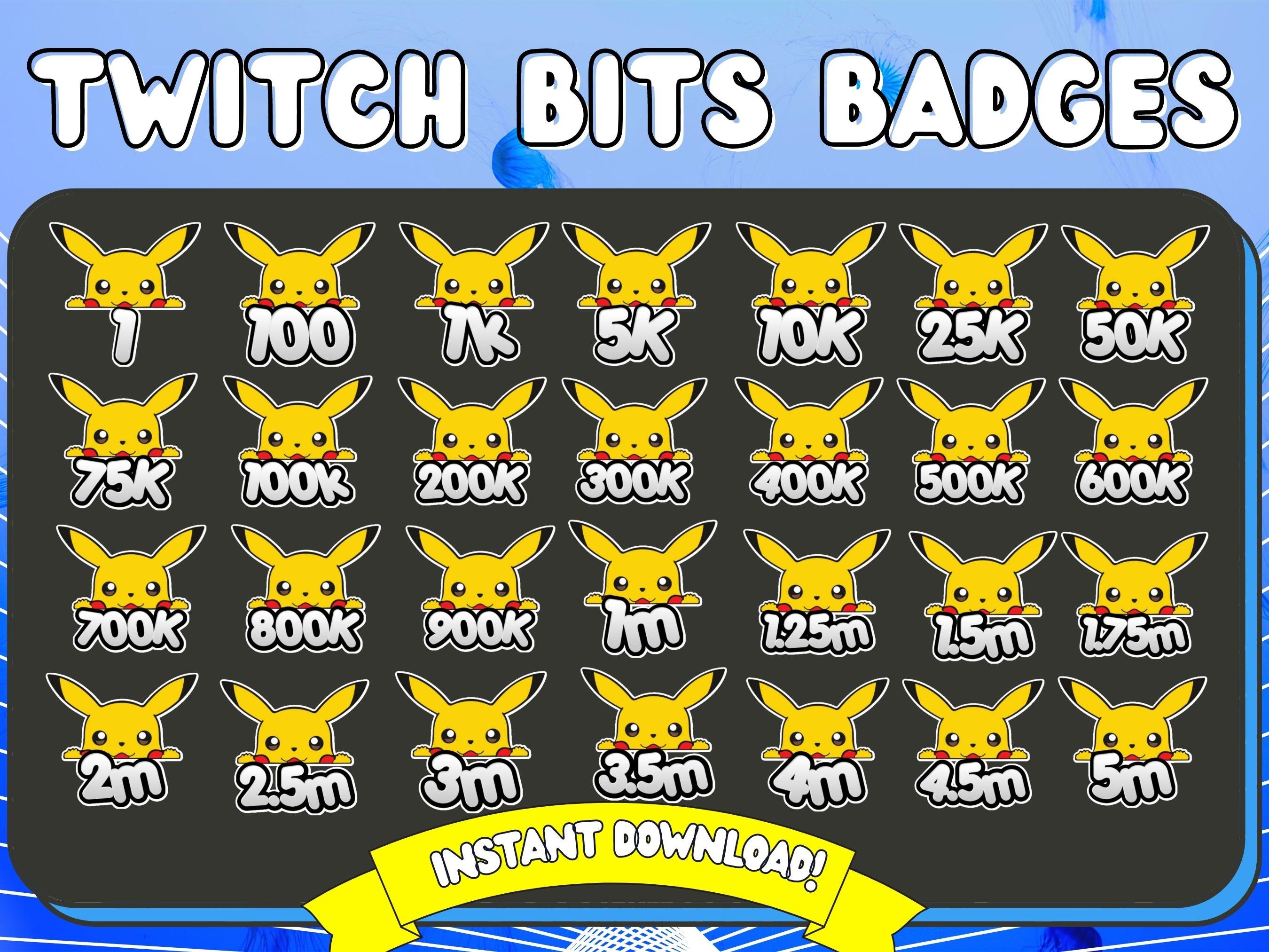 Pokemon Bit Badges, Pokemon Twitch Bit Badges, Pikachu Twitch Bits ...