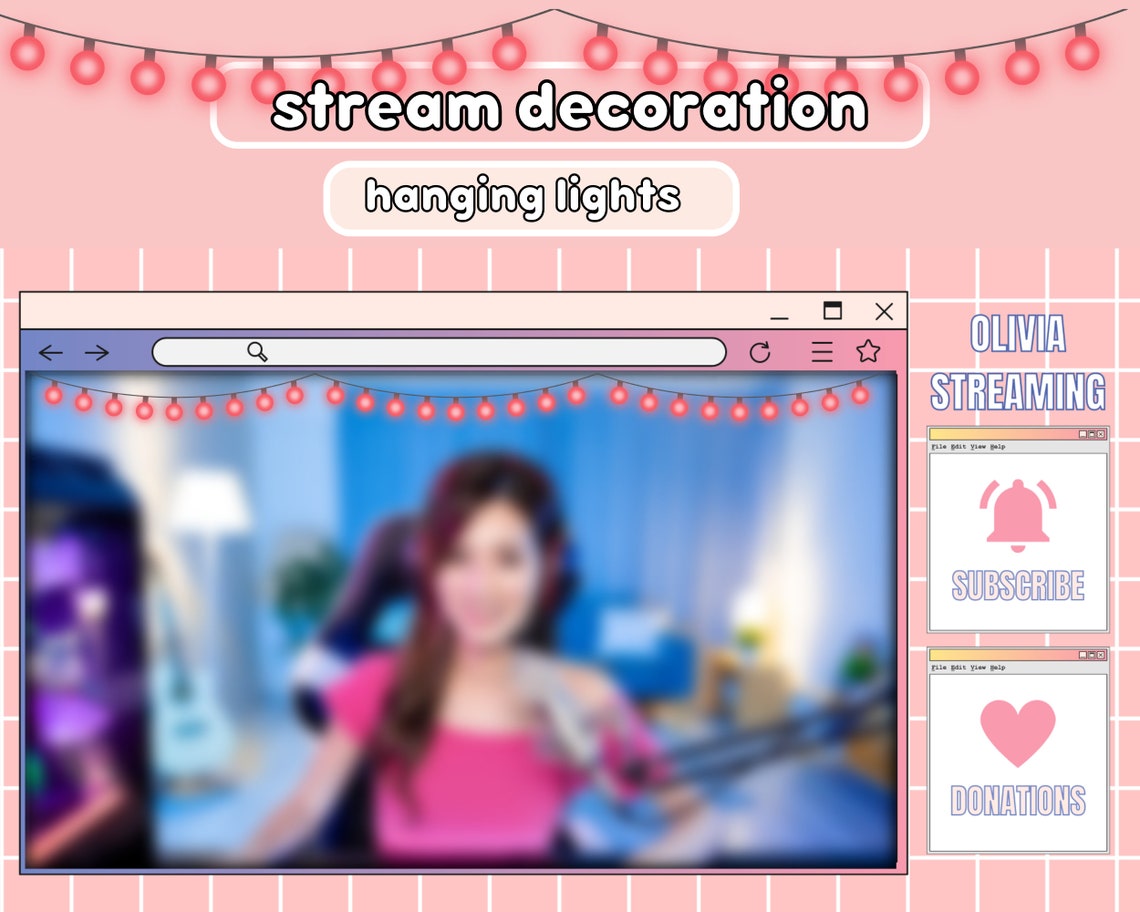 Red Lights Stream Overlay, String Lights Twitch Overlay, Cozy String ...