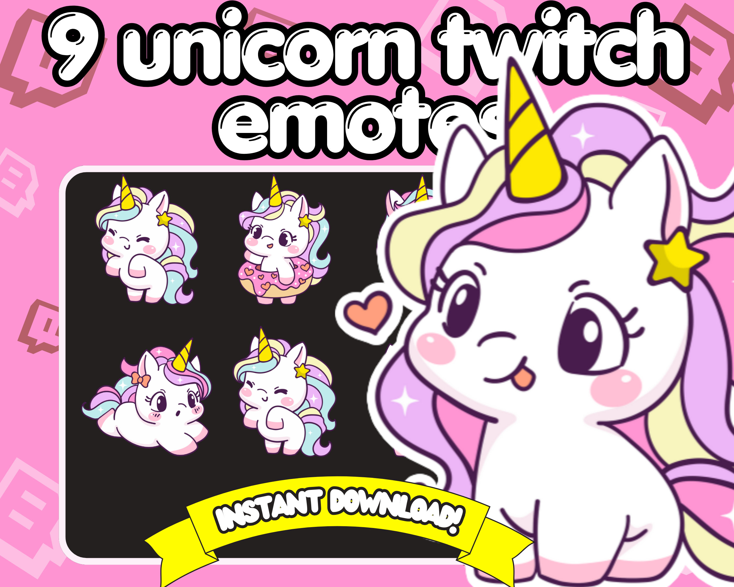 Unicorn Emotes, Unicorn Twitch Emotes, Cute Unicorn Emotes, Rainbow ...
