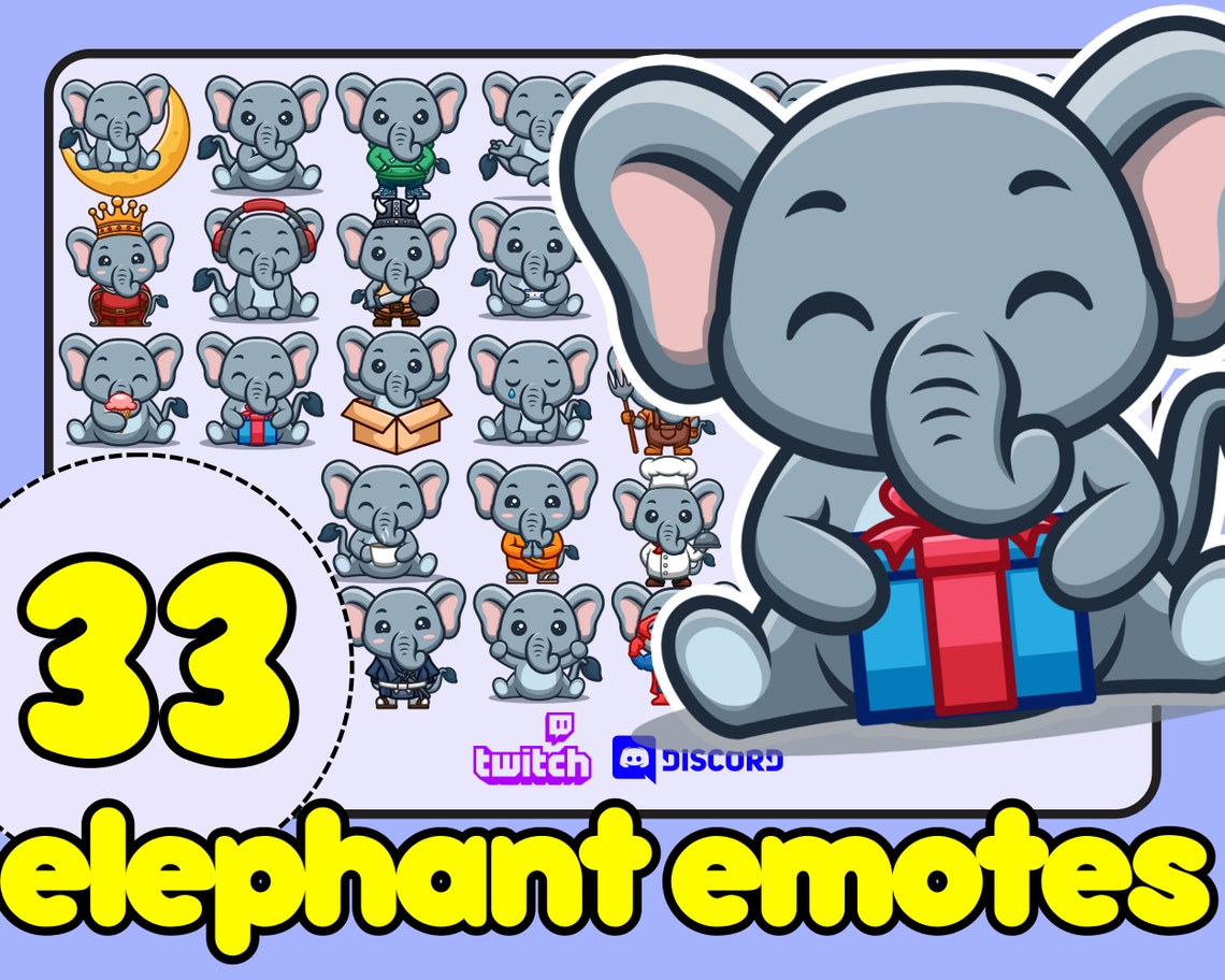 Elephant Emotes, Cute Elephant Twitch Emotes, African Animals Emotes ...