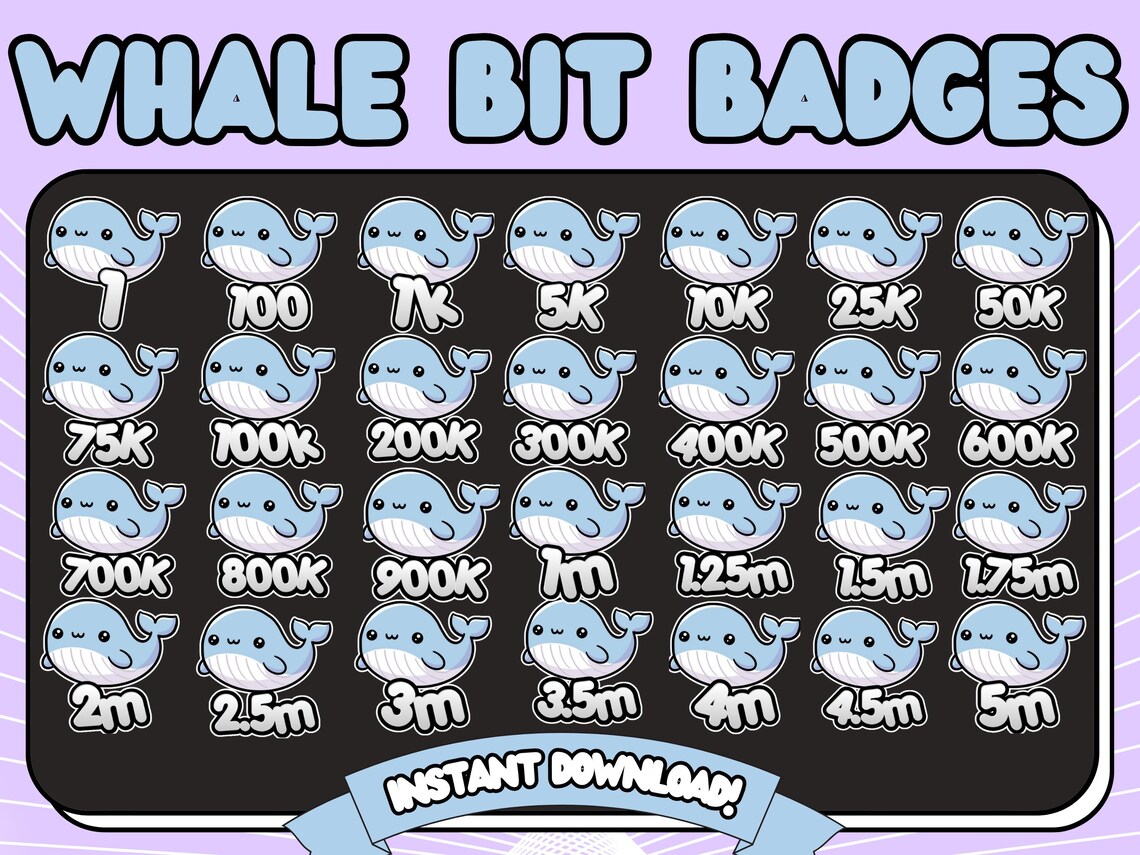 Whale Twitch Bit Badges Cute Whale Bit Badges Whale Sub Badges Orca Bit ...