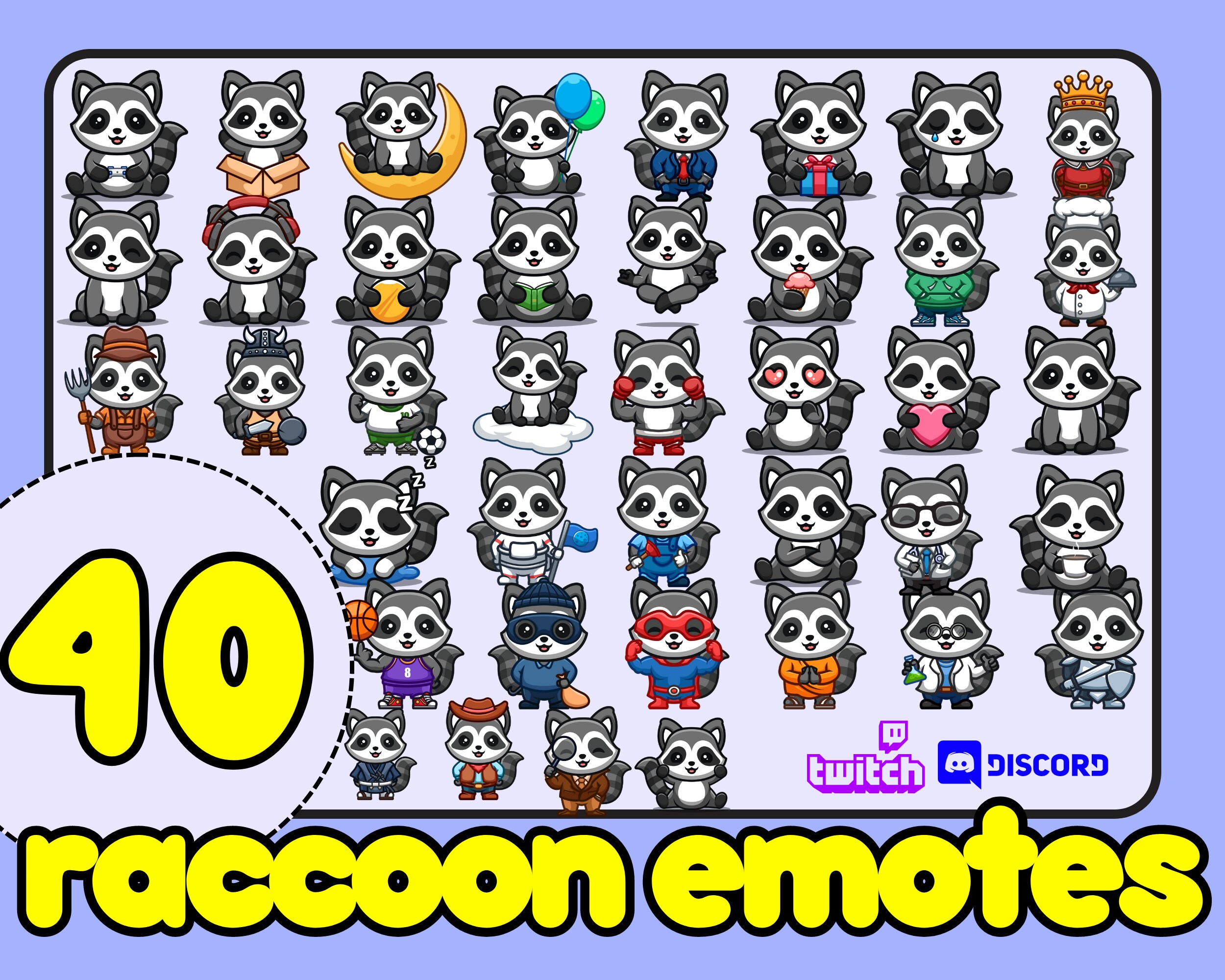 Raccoon Emotes Cute Raccoon Twitch Emotes, Trash Panda Emotes, Raccoon ...