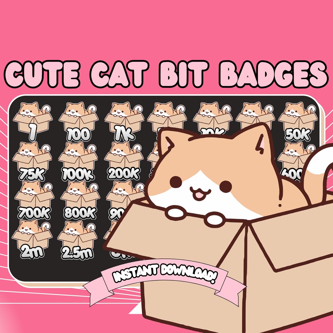 Cat Twitch Bit Badges | Cat Box Twitch Bits Badges | Cozy Bit Badges Cute Cat Twitch | Cute Cat ...
