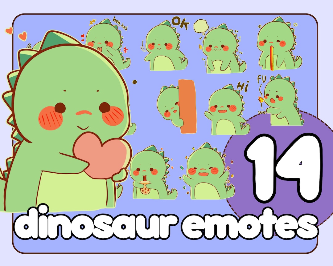 Dinosaur Emotes, Cute Dinosaur Twitch Emotes, Cute Dino Emotes, Cute ...