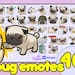 Pug Twitch Emote, Pug Emotes, Cute Pug Emote, Pug Twitch Emotes, Dog ...