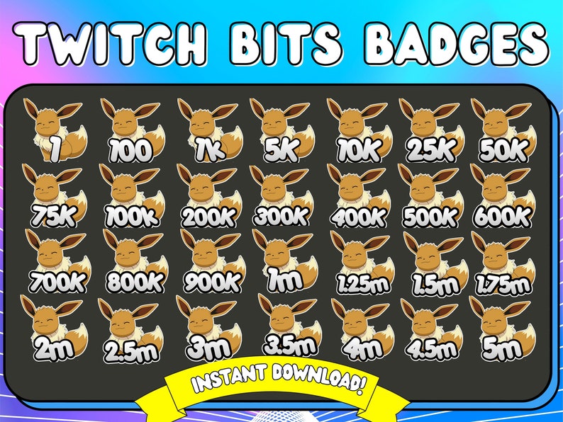 Pokemon Bit Badges, Pokemon Twitch Bits Badges, Eevee Bit Badges ...