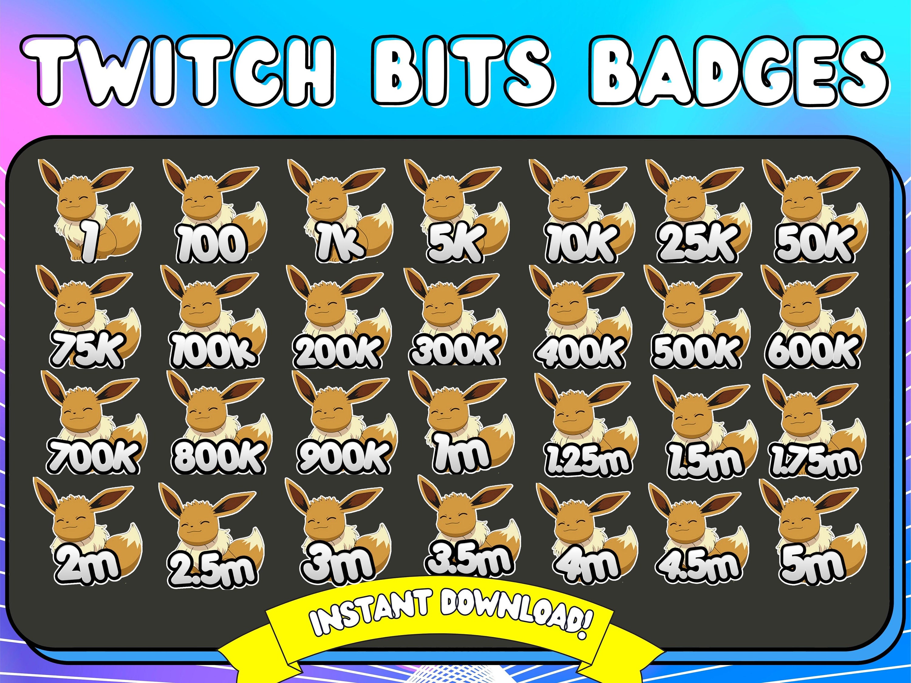 Pokemon Bit Badges, Pokemon Twitch Bits Badges, Eevee Bit Badges ...