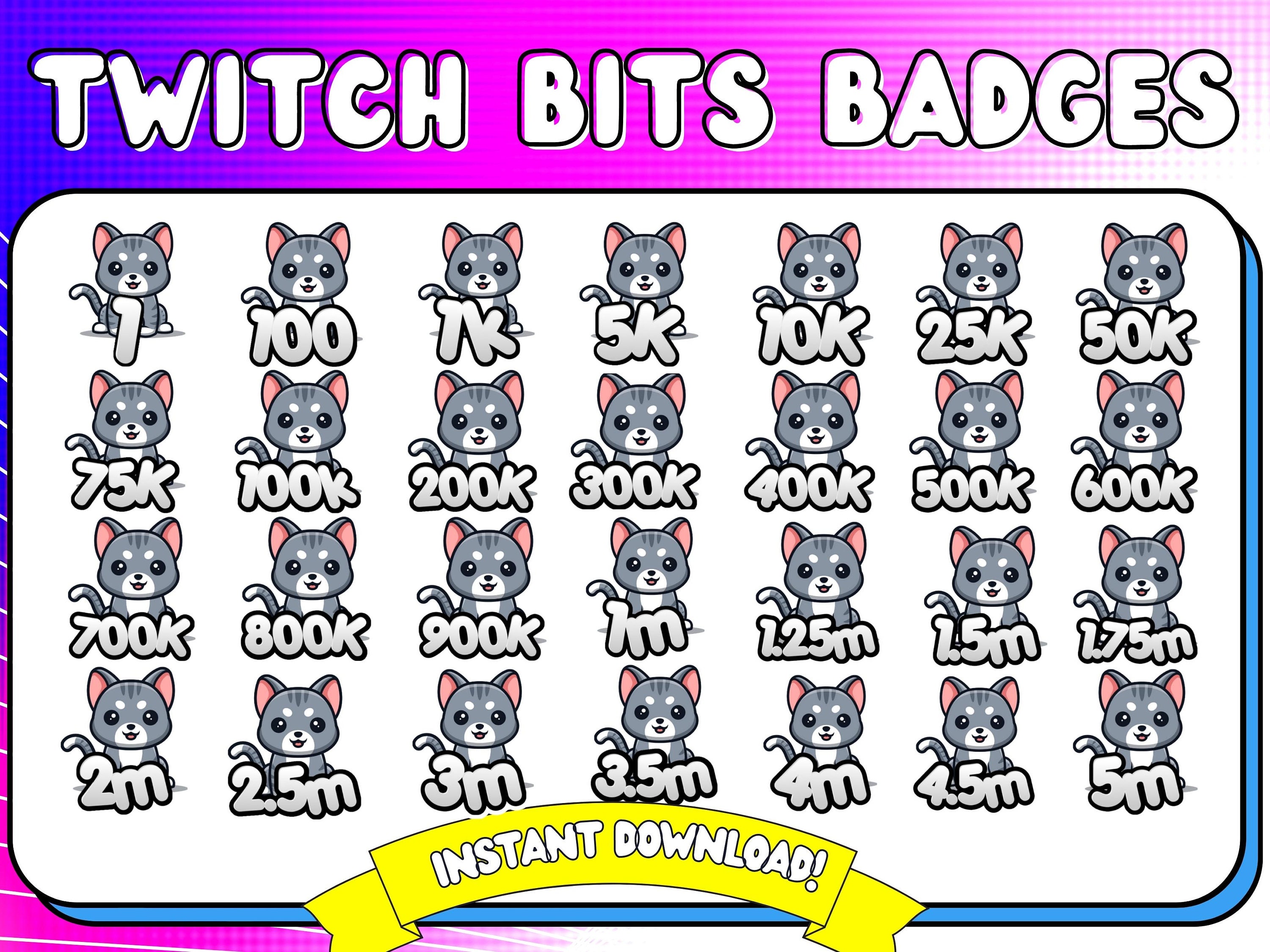Twitch Bit Badges | Twitch Bits Badges | Cat Twitch Bit Badges | Cute ...