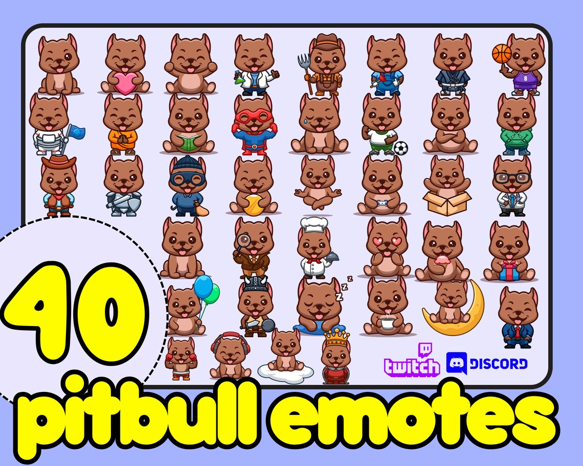 Pitbull Emotes Bundle, Bulldog Emotes, American Bulldog Emote Twitch ...