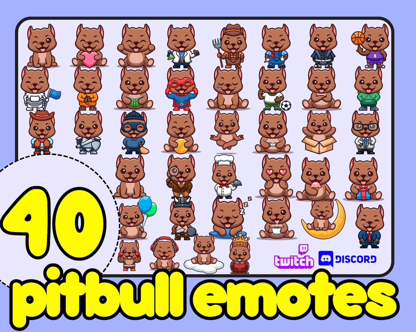 Pitbull Emotes Bundle, Bulldog Emotes, American Bulldog Emote Twitch ...