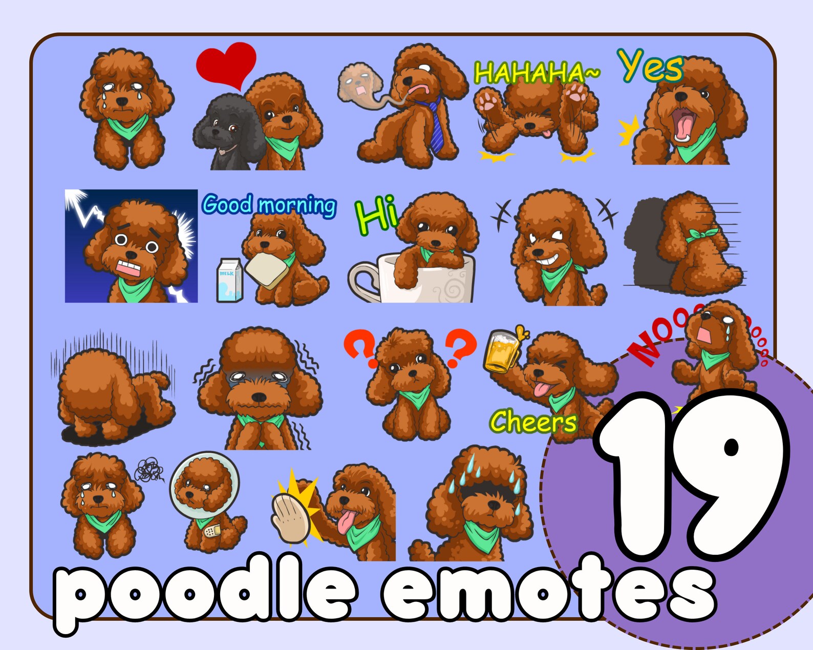 19 Brown Poodle Twitch Emotes, Cute Poodle Emotes Dog Megapack, Brown ...