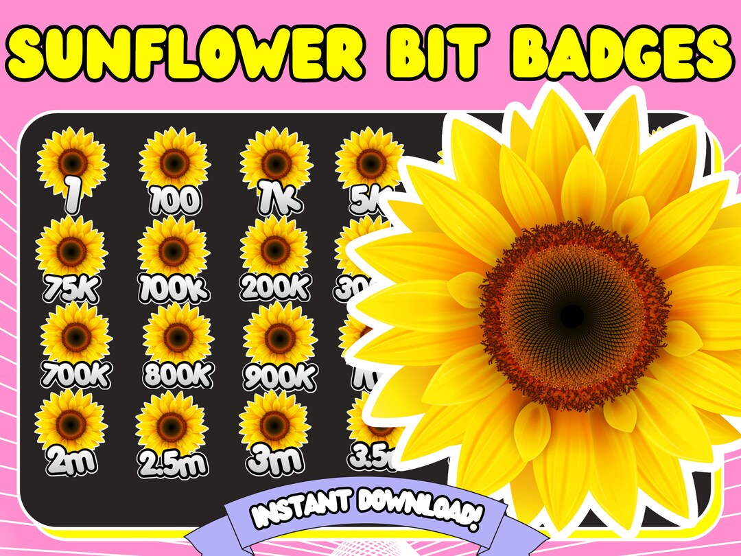 Sunflower Bit Badges, Twitch Bits Badges, Plant Mom Bit Badges Flower ...
